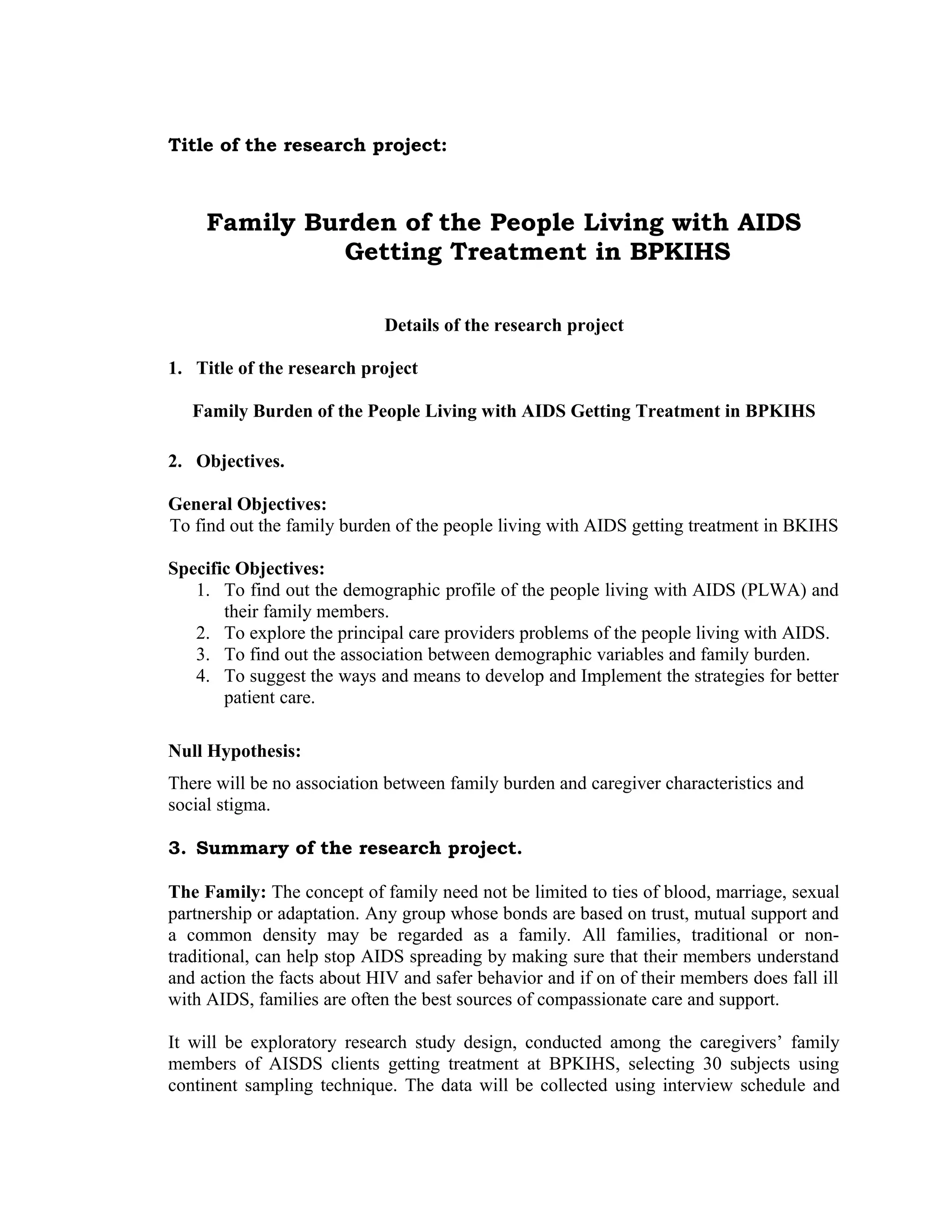 Proposal hiv aids family burden old | DOC | Infectious Diseases ...