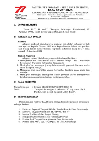 contoh PROPOSAL HUT RI 77 terbaru untuk lingkungan | PDF