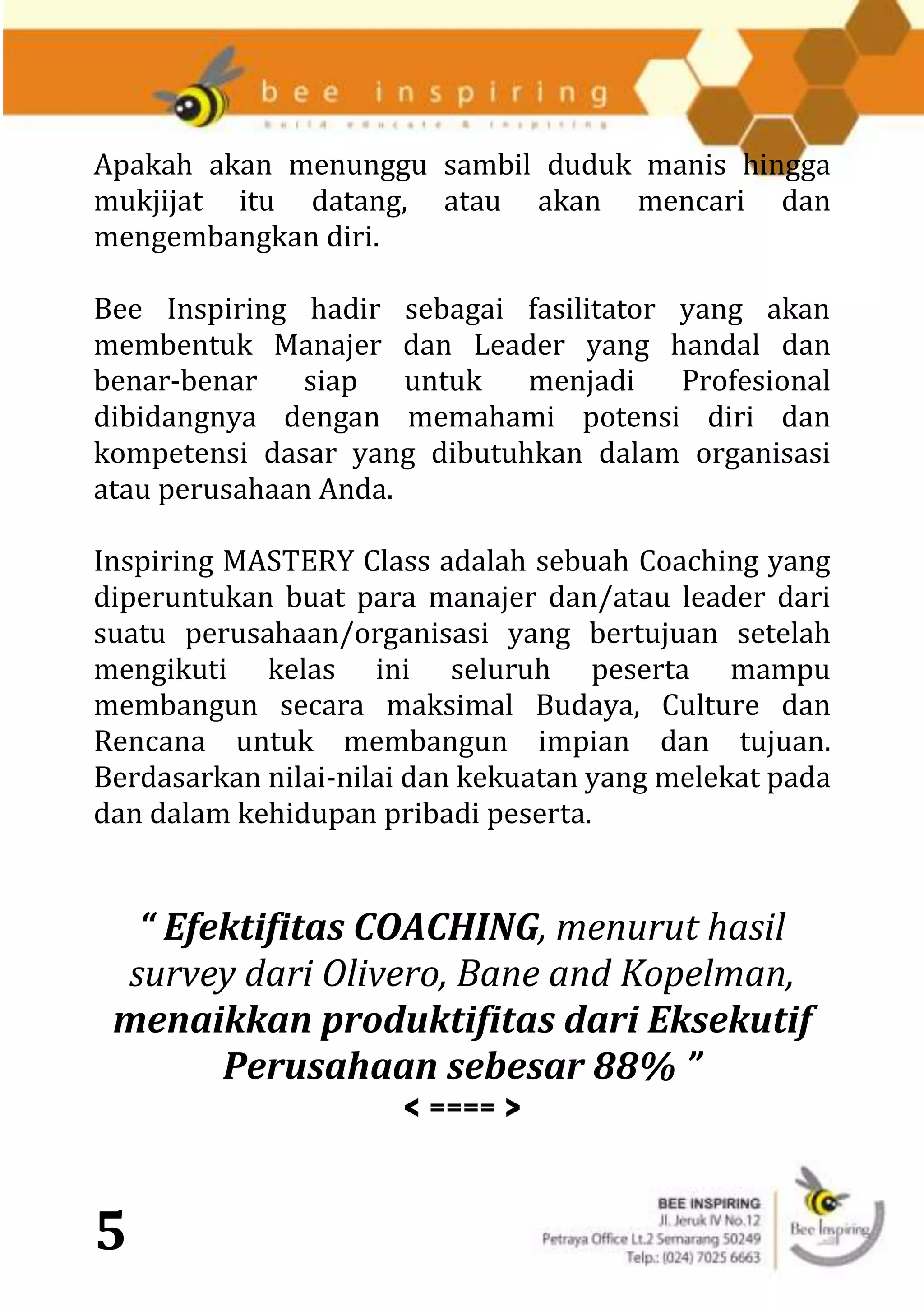 Proposal Inspiring Mastery Class (BMT Tumang) | PDF