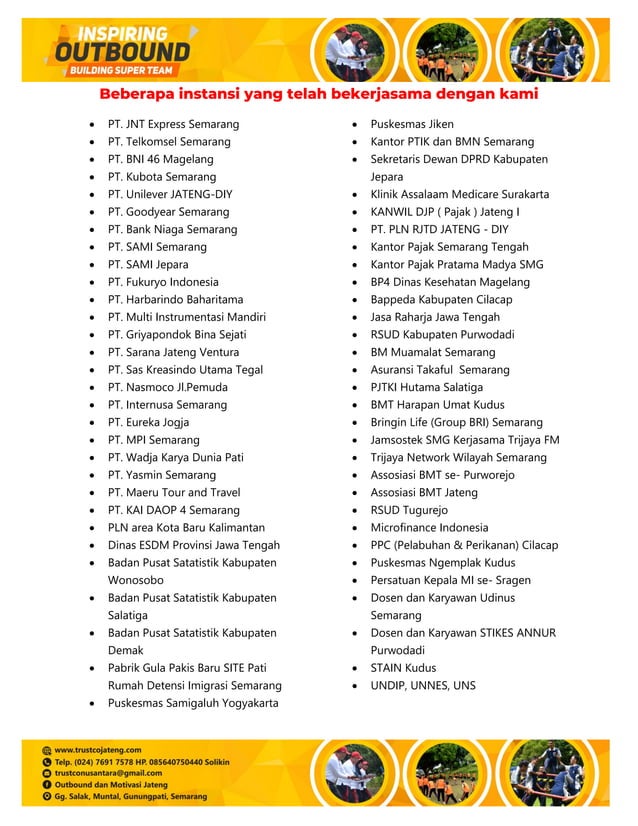 Proposal inspiring outbound instansi pemerintah perusahaan 2 h1m | PDF