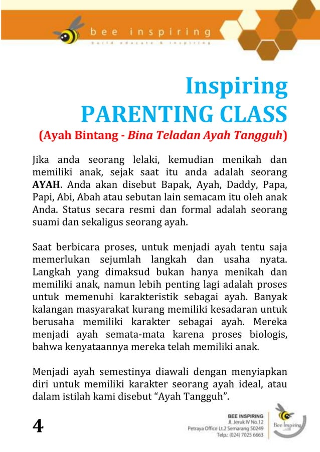 Proposal Inspiring PARENTING CLASS | PDF