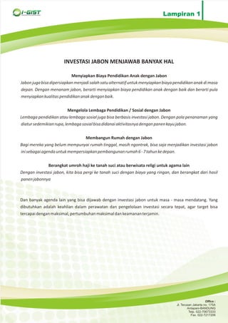 Proposal investasi jabon i gist | PDF
