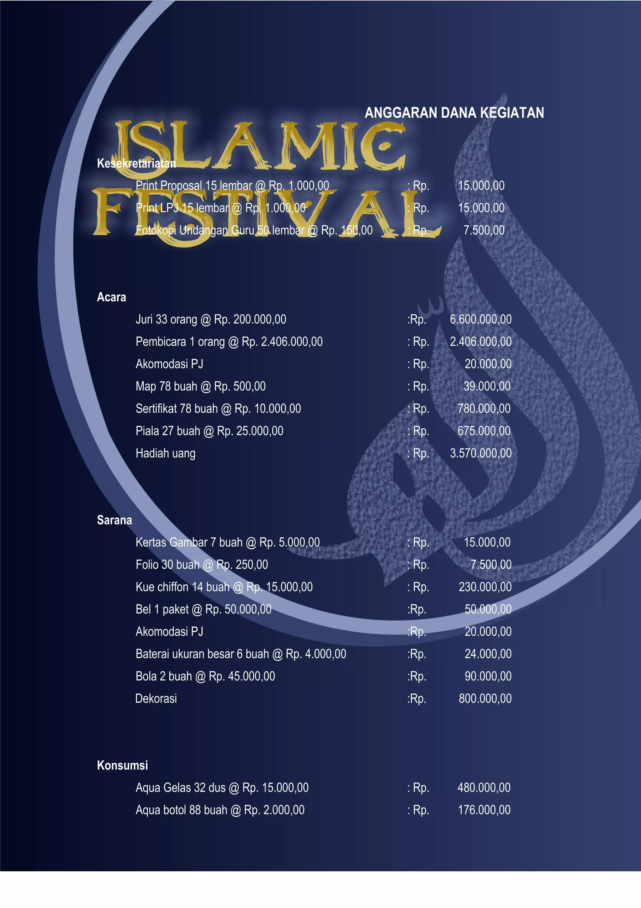 Proposal islami festifal | DOC