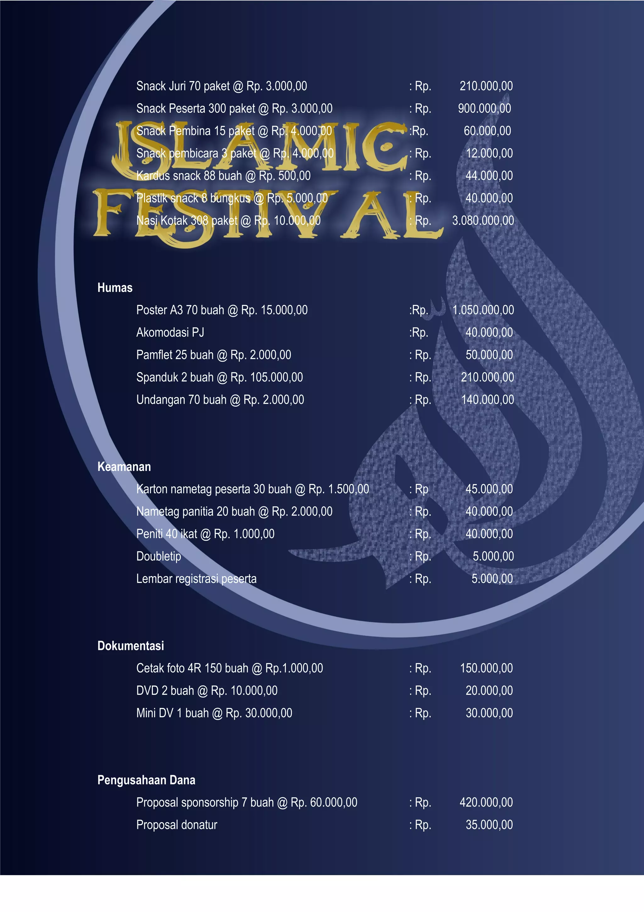 Proposal islami festifal | DOC