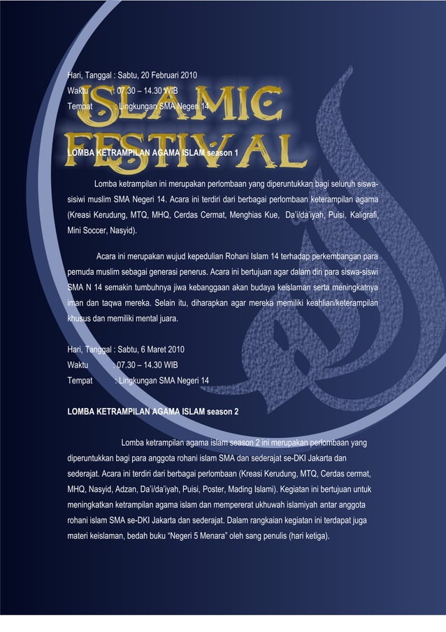 Proposal islami festifal | DOC