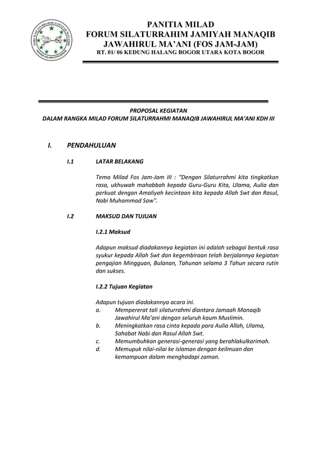 Proposal jamiyah | DOCX