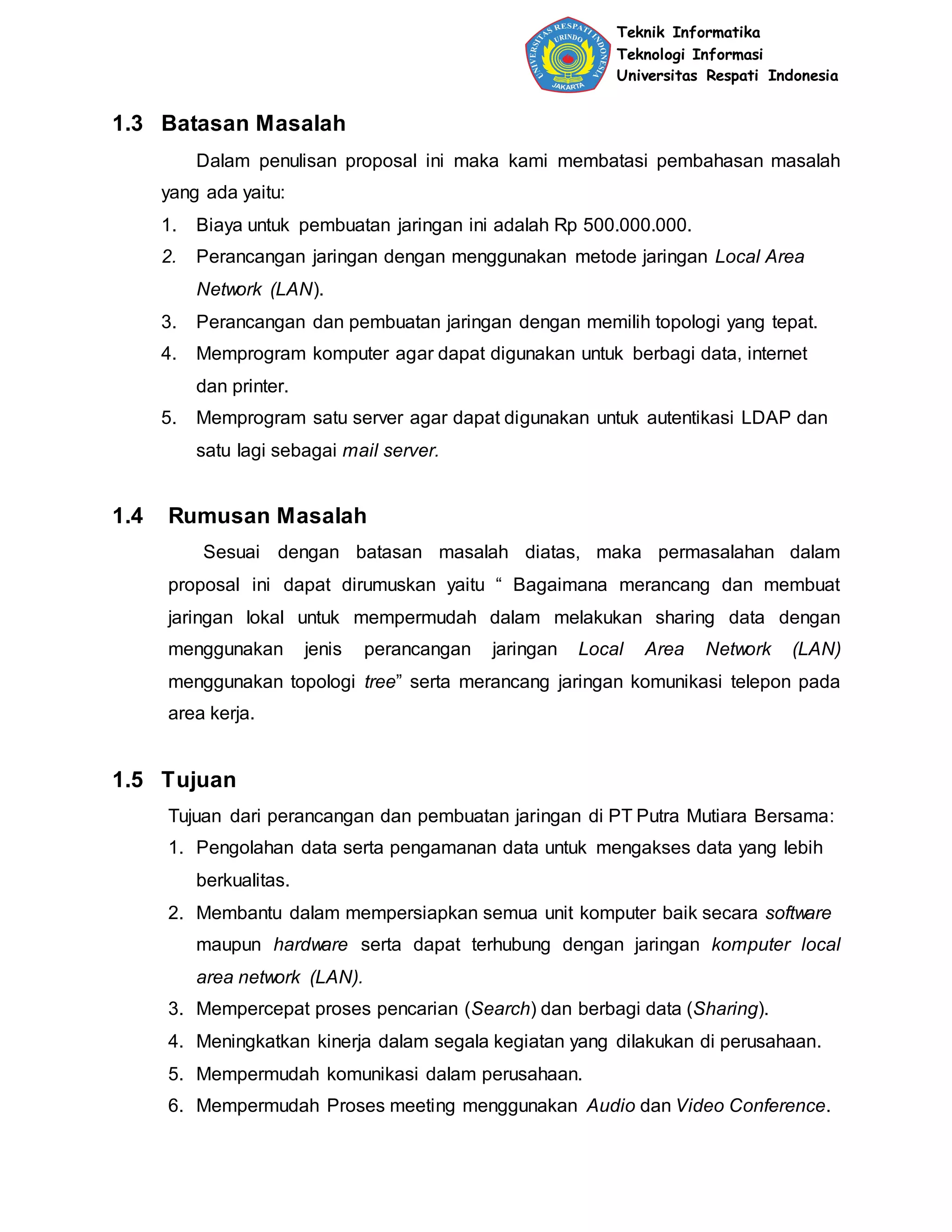 Proposal jaringan komputer | DOCX