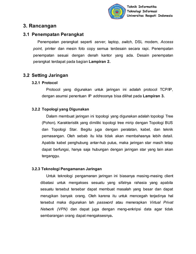 Proposal jaringan komputer | DOCX
