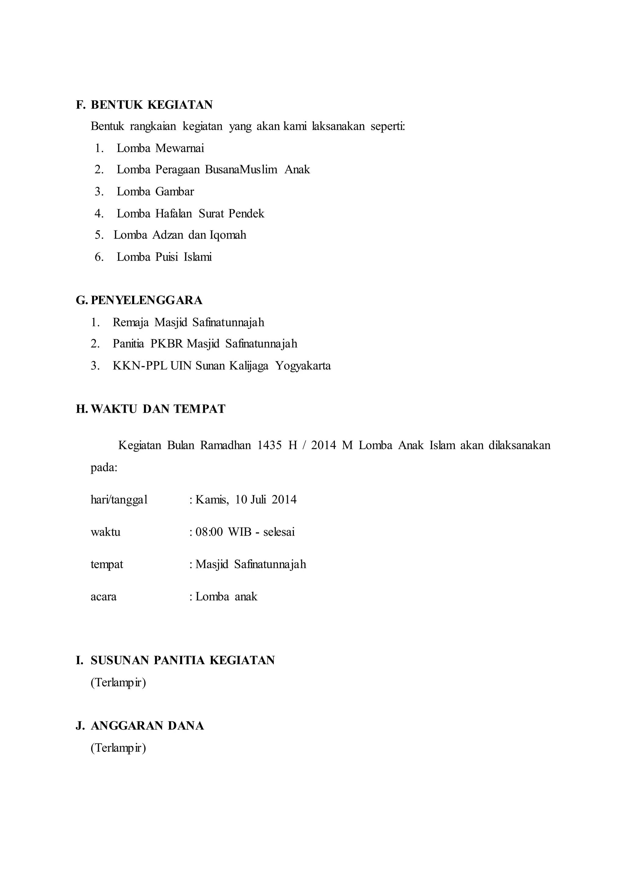 Proposal kegiatan | DOCX