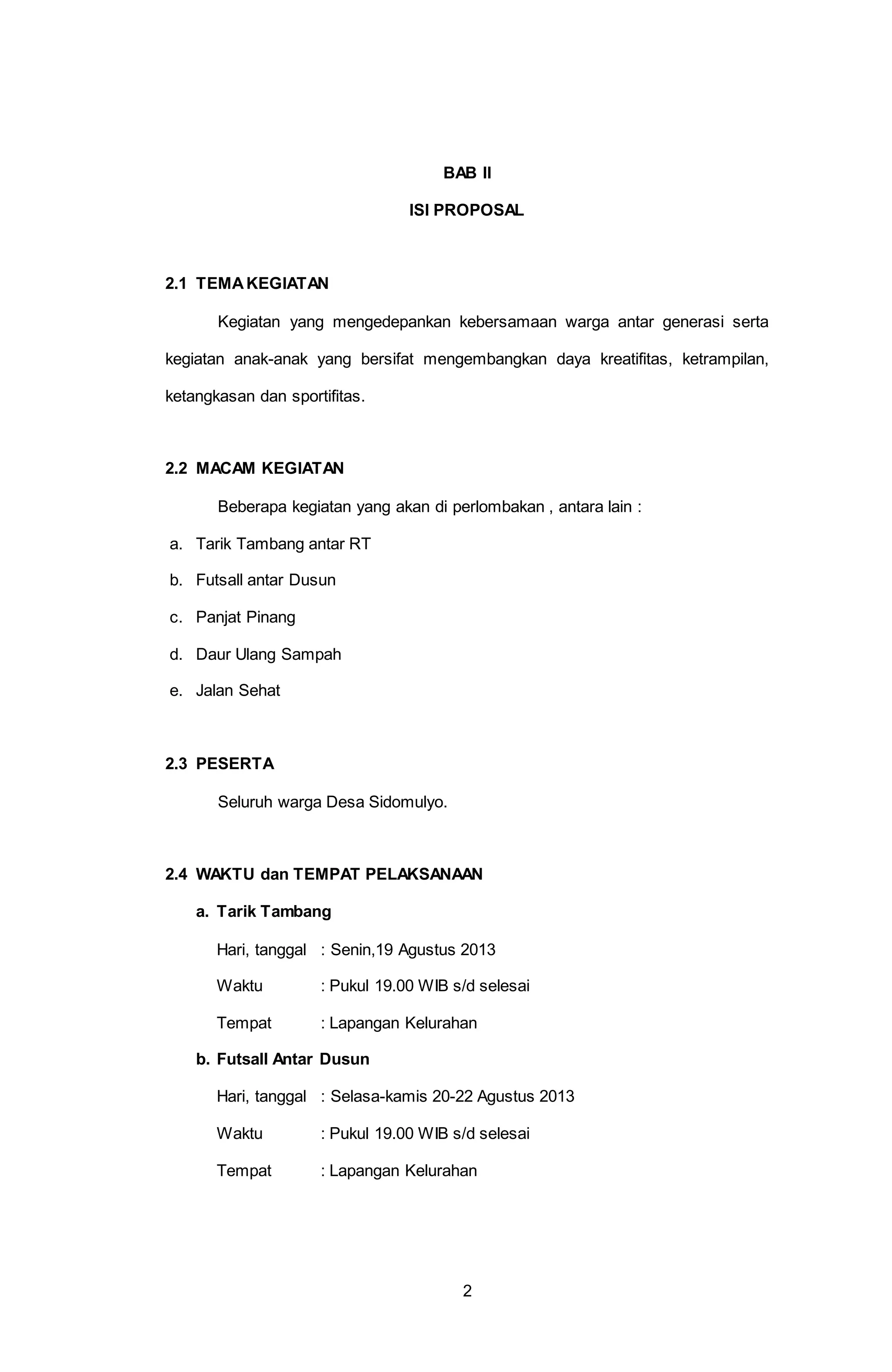 Proposal kegiatan 17 agustus | DOCX