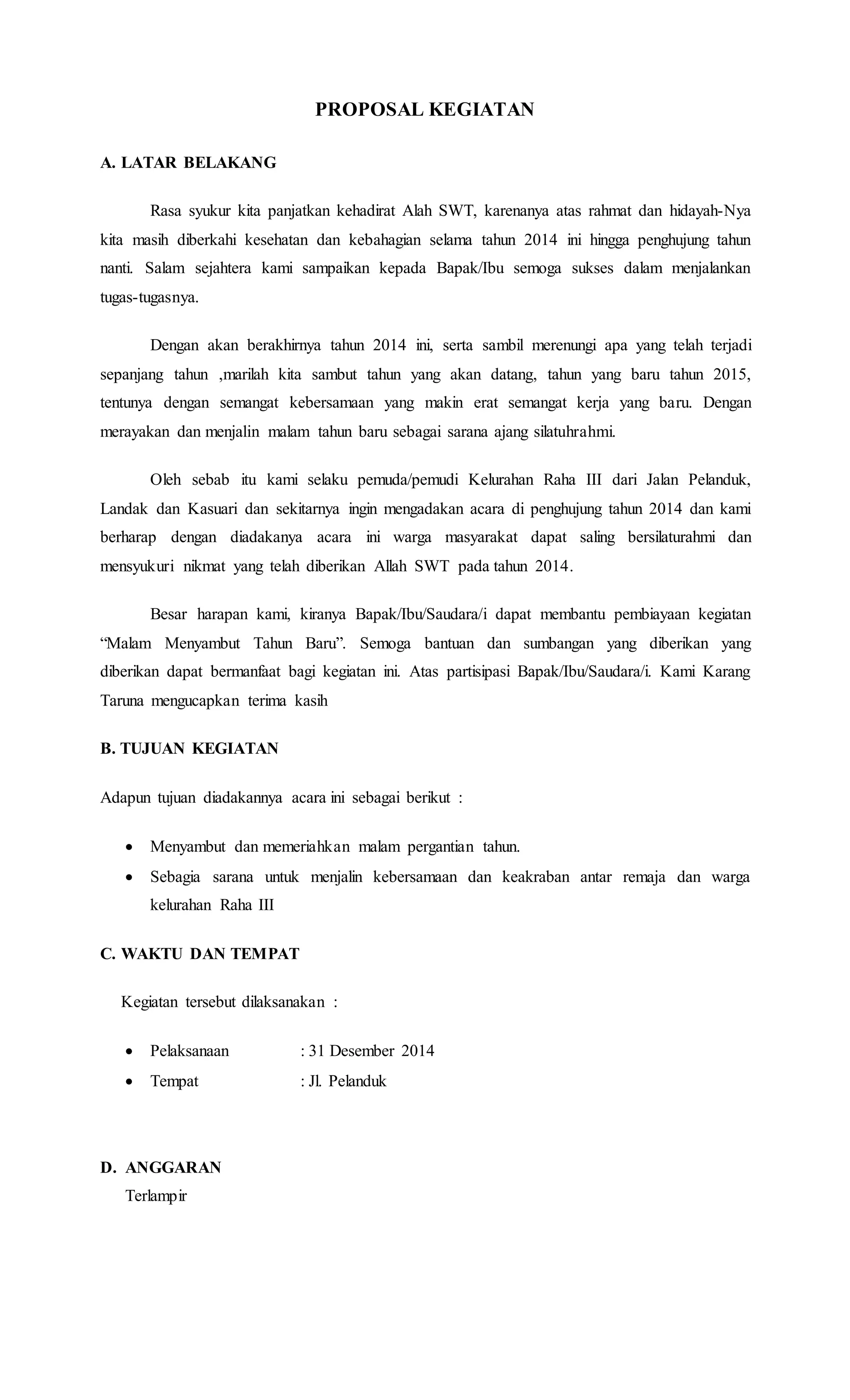 Proposal kegiatan 2015 ttttt | DOCX