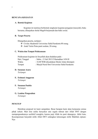 Proposal kegiatan buka bersama USAHID SURAKARTA | PDF