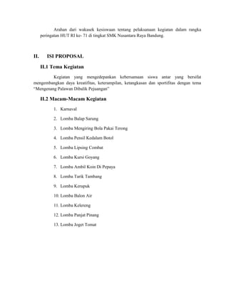 Proposal kegiatan dalam rangka peringatan hut ri ke | DOC