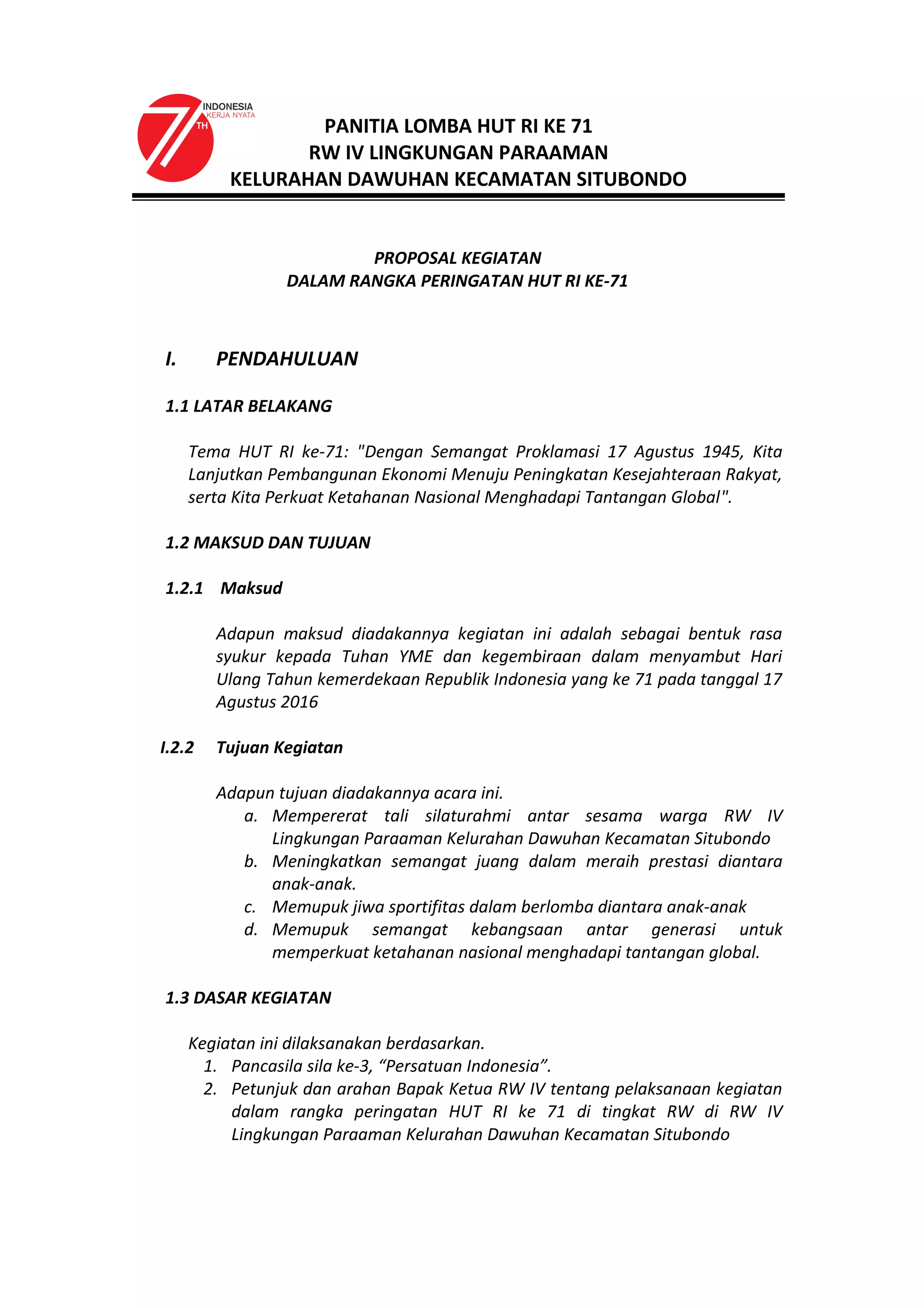 Proposal kegiatan hut ri | PDF
