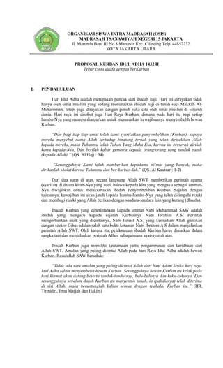 Proposal kegiatan idul adha 2011 | DOC