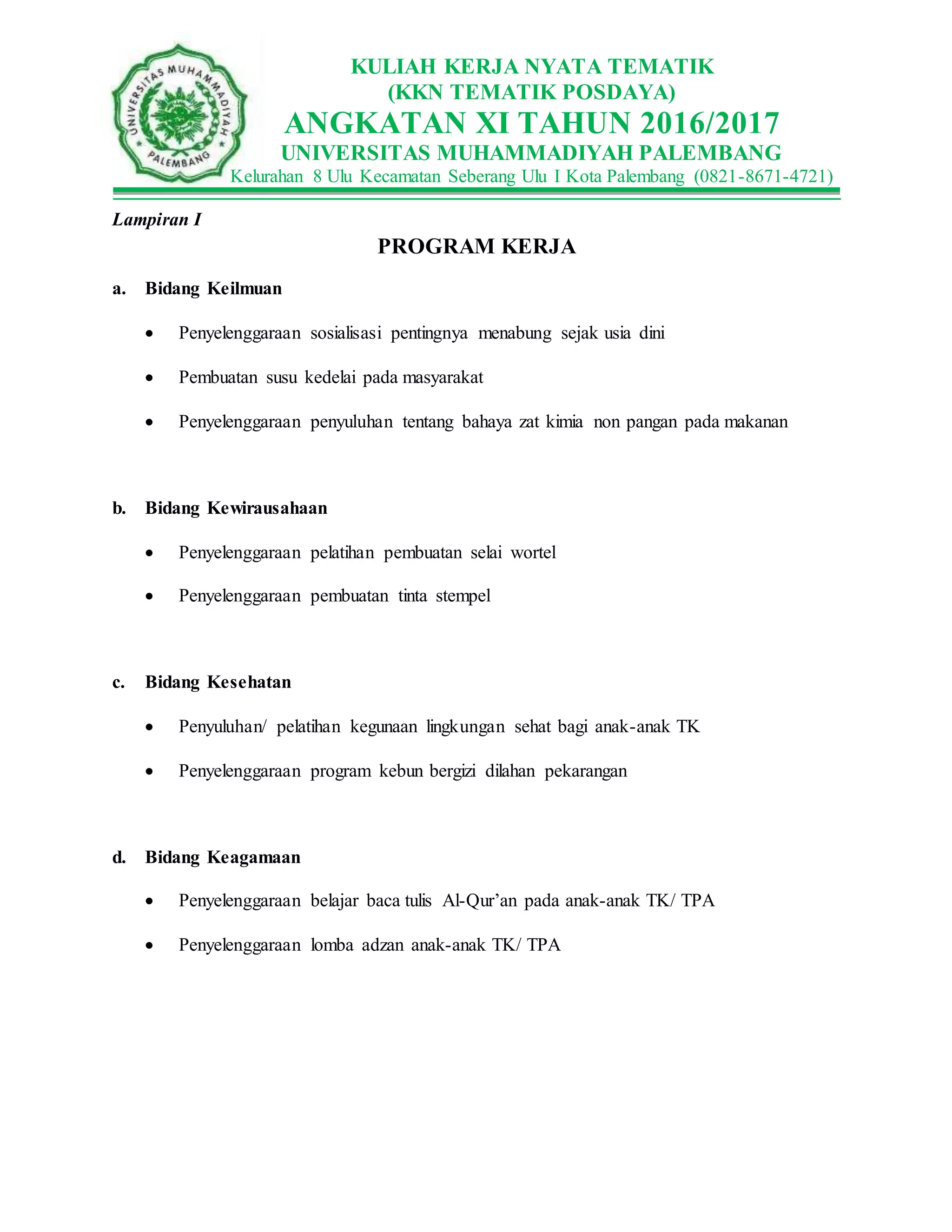 Proposal kegiatan kkn tematik posdaya | DOCX