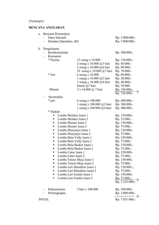 Proposal kegiatan olahraga dan seni | DOCX