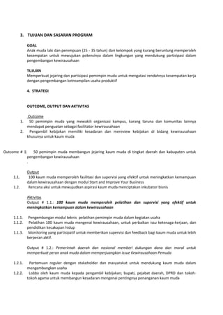 Proposal kegiatan pelatihan kewirausahaan | DOCX