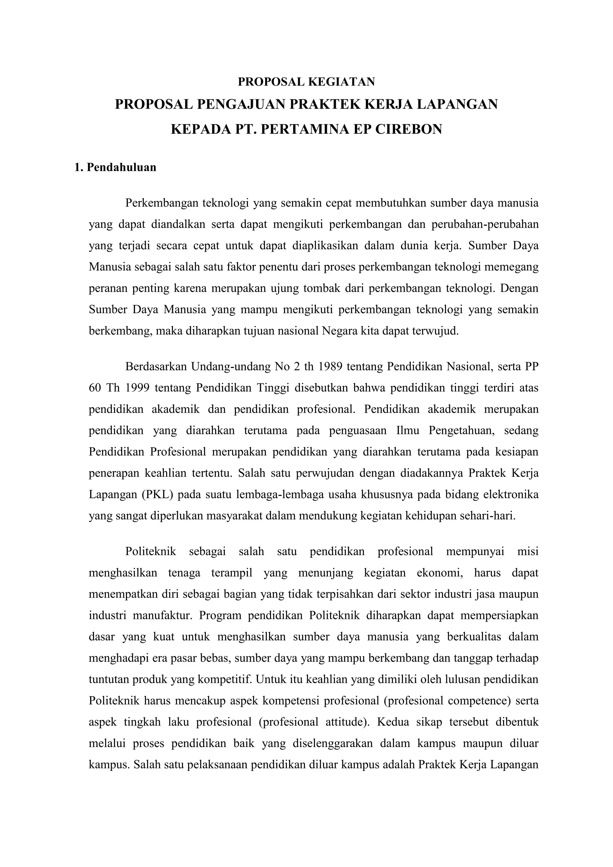 Proposal kegiatan pkl | DOCX