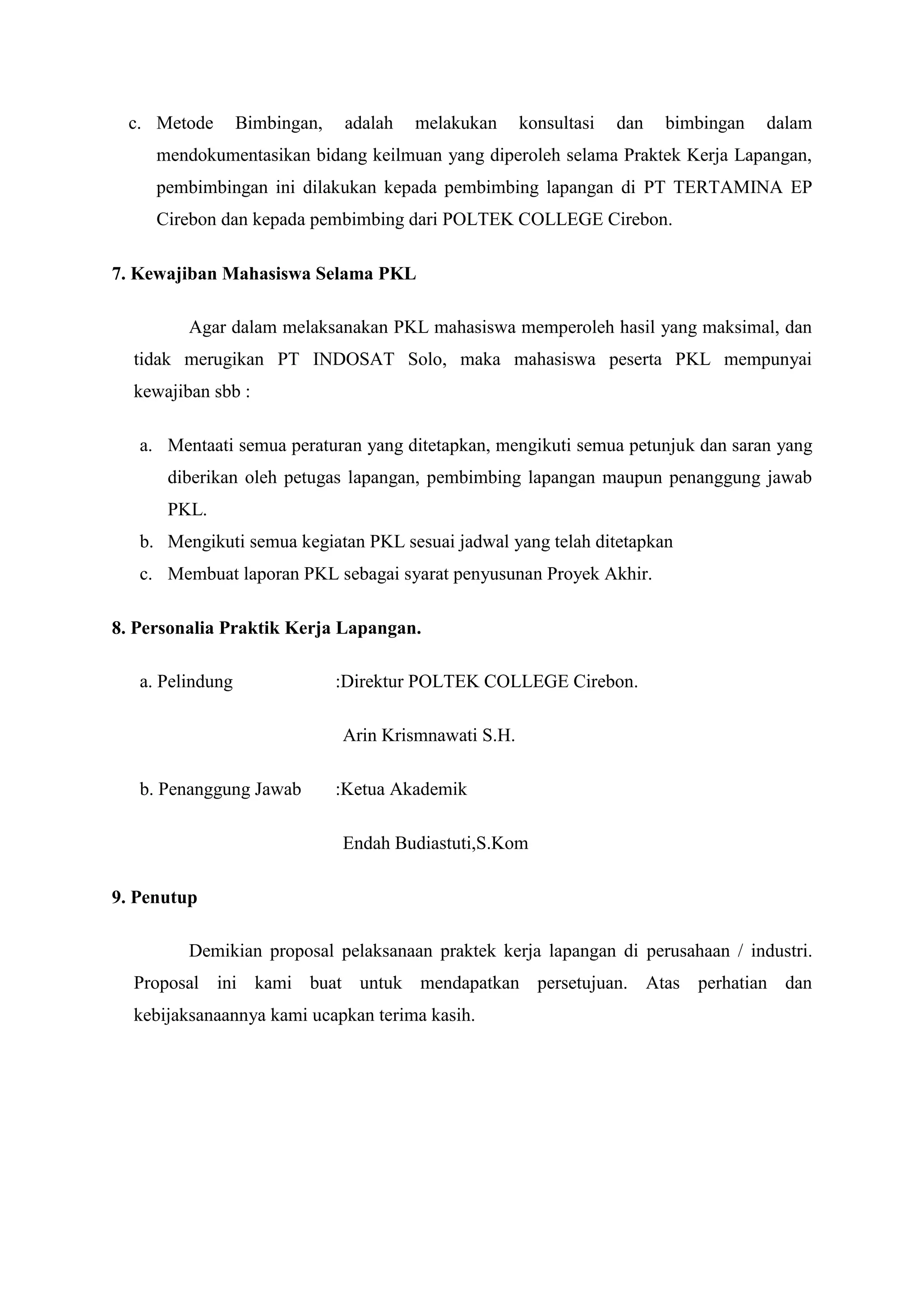 Proposal kegiatan pkl | DOCX