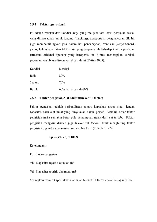 estimasi bucket fill factor berdasarkan volume angkut DumpTruck | PDF
