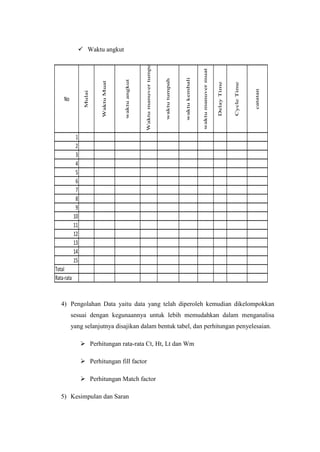 estimasi bucket fill factor berdasarkan volume angkut DumpTruck | PDF