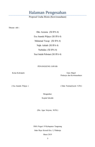 Proposal Kewirausahaan Batok Kelapa | PDF