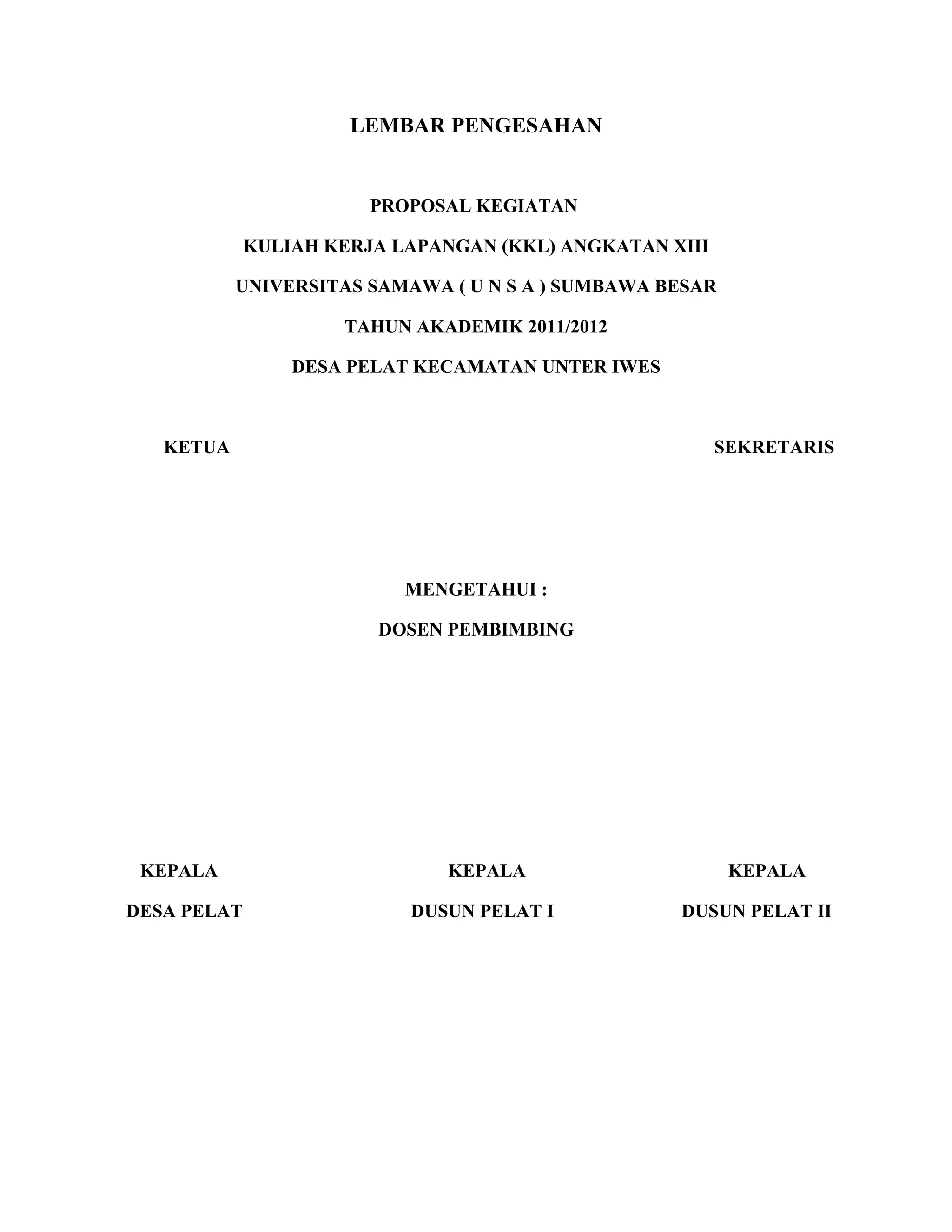 Proposal kkl ( kuliah kerja lapangan ) | DOC