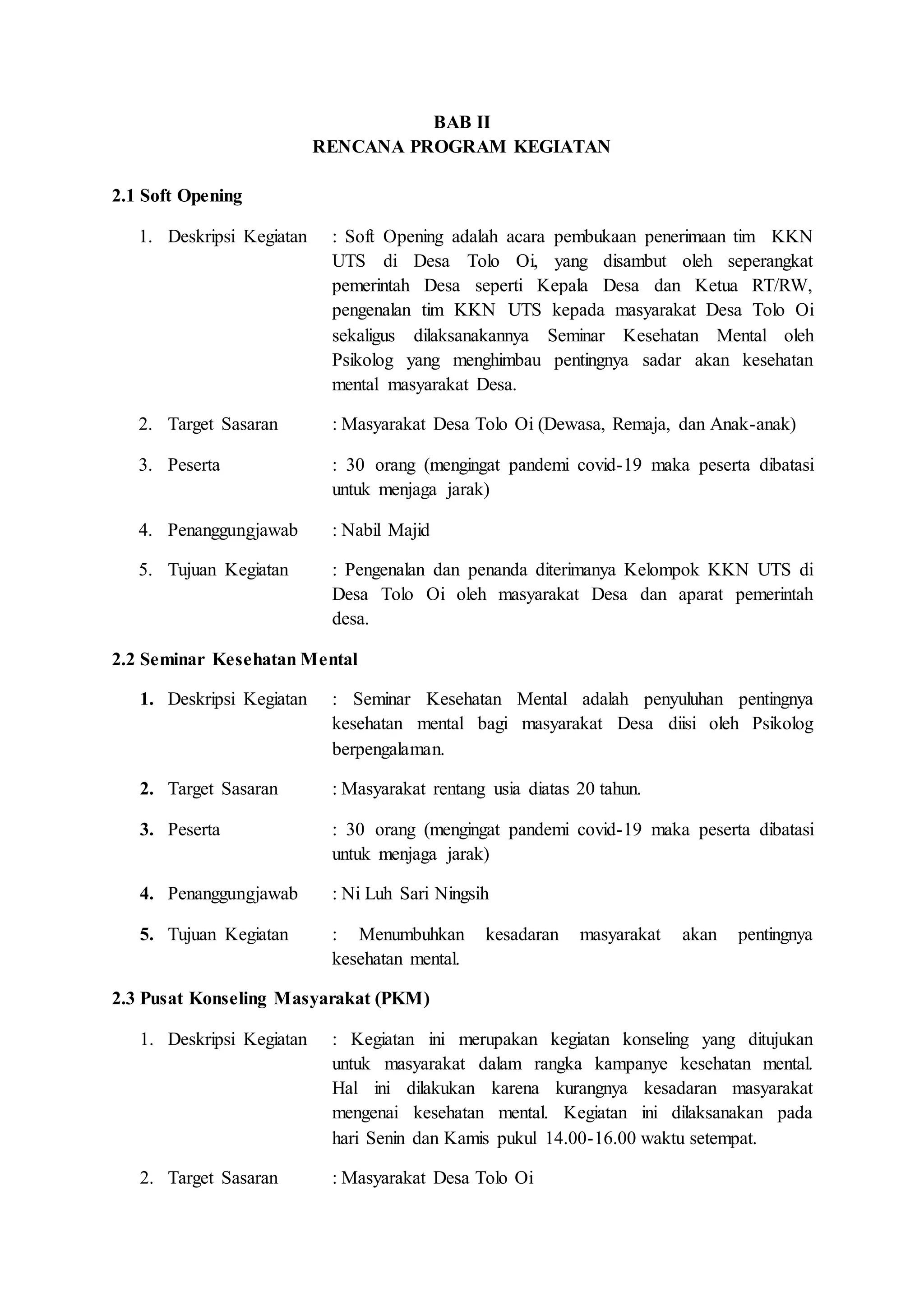 Contoh Format Proposal KKN Mandiri | DOC