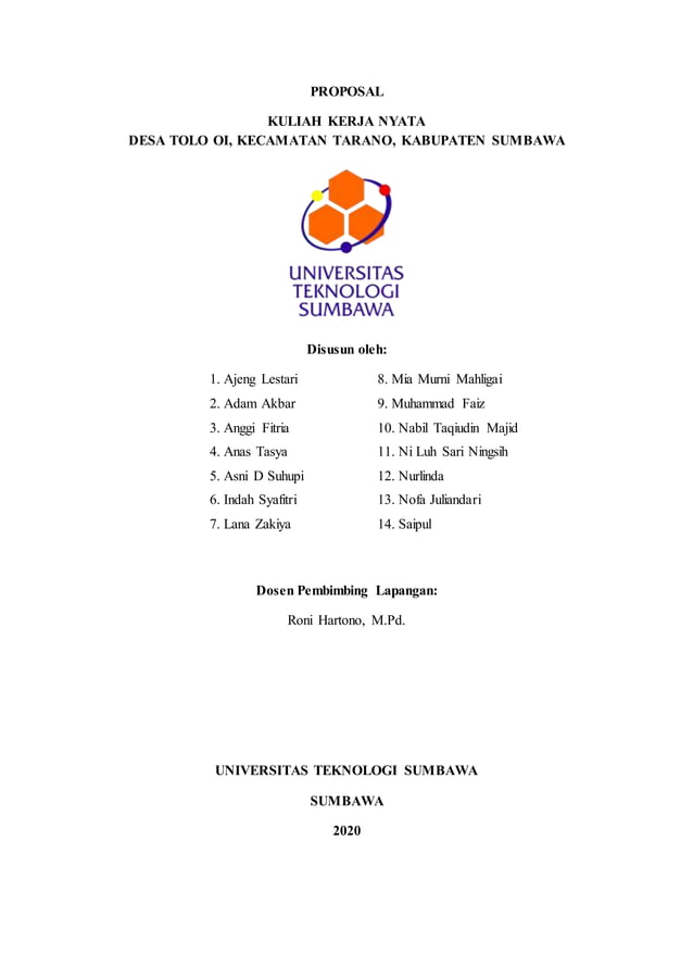 Contoh Format Proposal KKN Mandiri | DOC