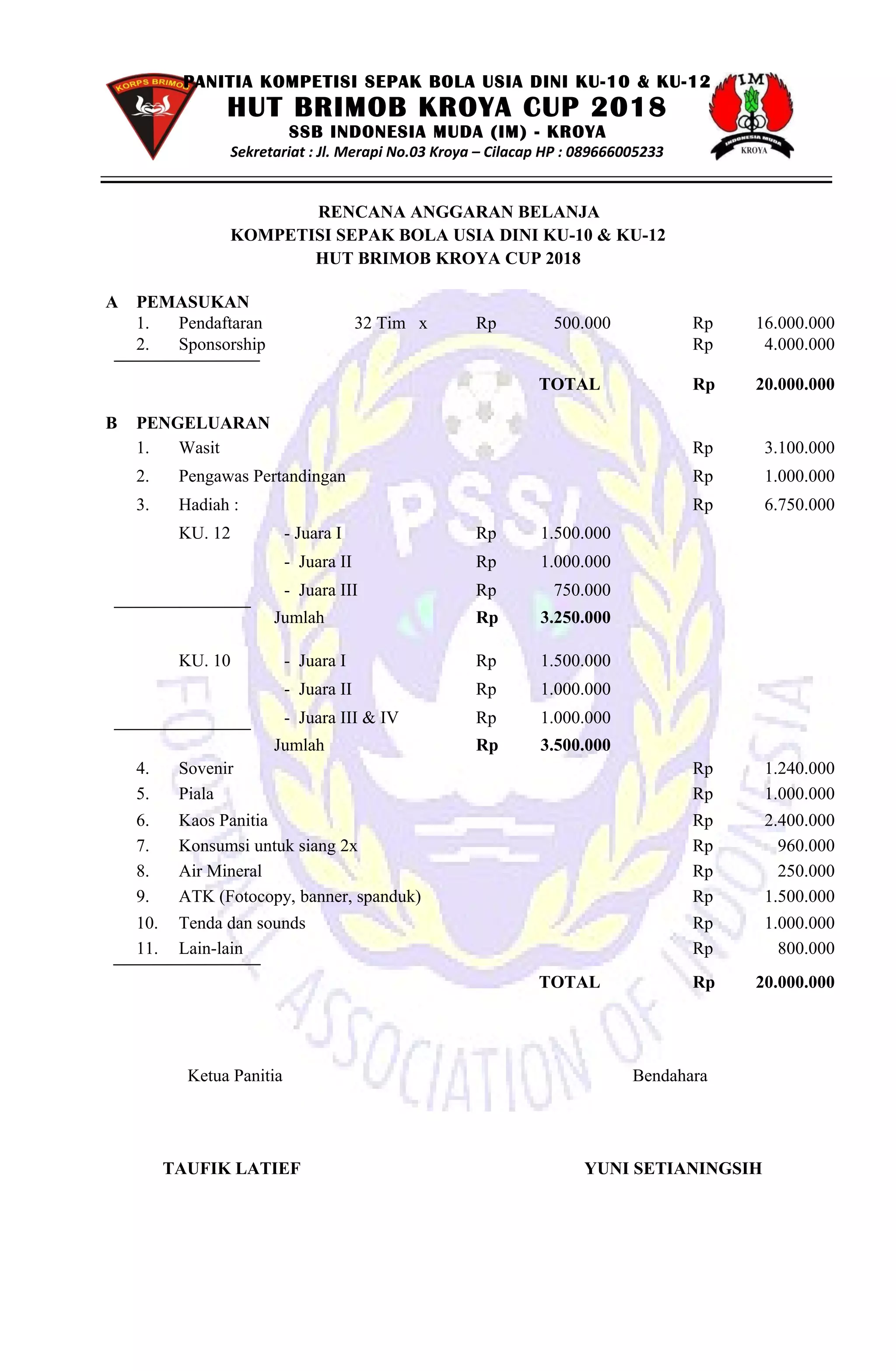 PROPOSAL SEPAK BOLA KU-10 & KU 12 2018 | DOC