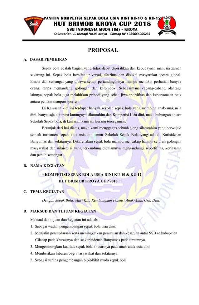 PROPOSAL SEPAK BOLA KU-10 & KU 12 2018 | DOC