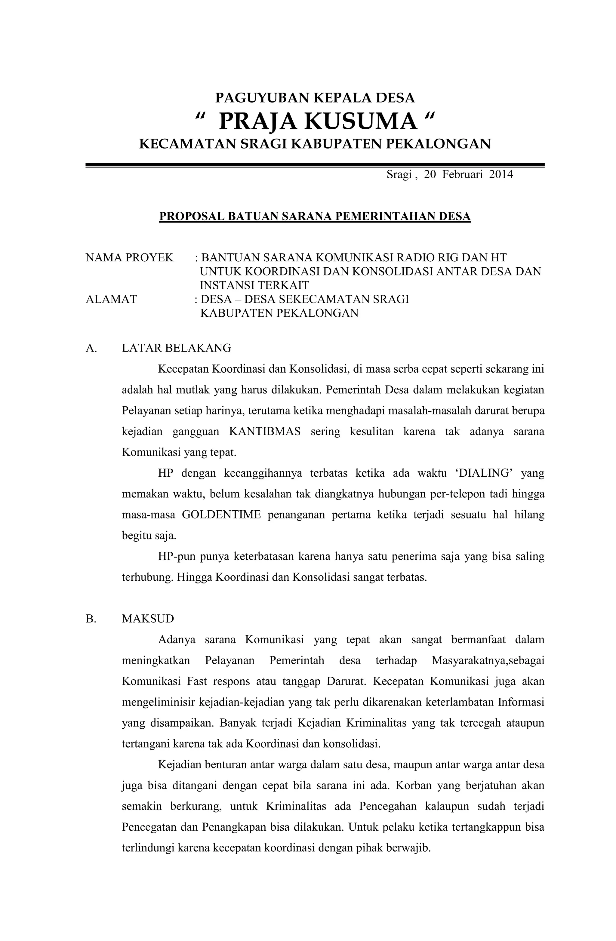 Proposal komputer Praja Kusuma | DOCX