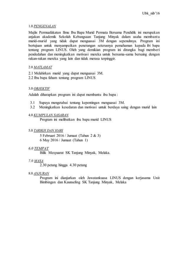 Proposal konsultasi ibu bapa linus (autosaved) | PDF