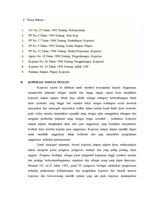 Contoh Proposal koperasi Abadi Jaya | DOCX