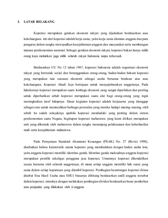 Contoh Proposal Koperasi Abadi Jaya | DOCX