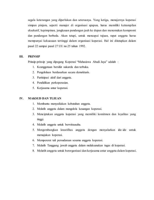 Contoh Proposal Koperasi Abadi Jaya | DOCX
