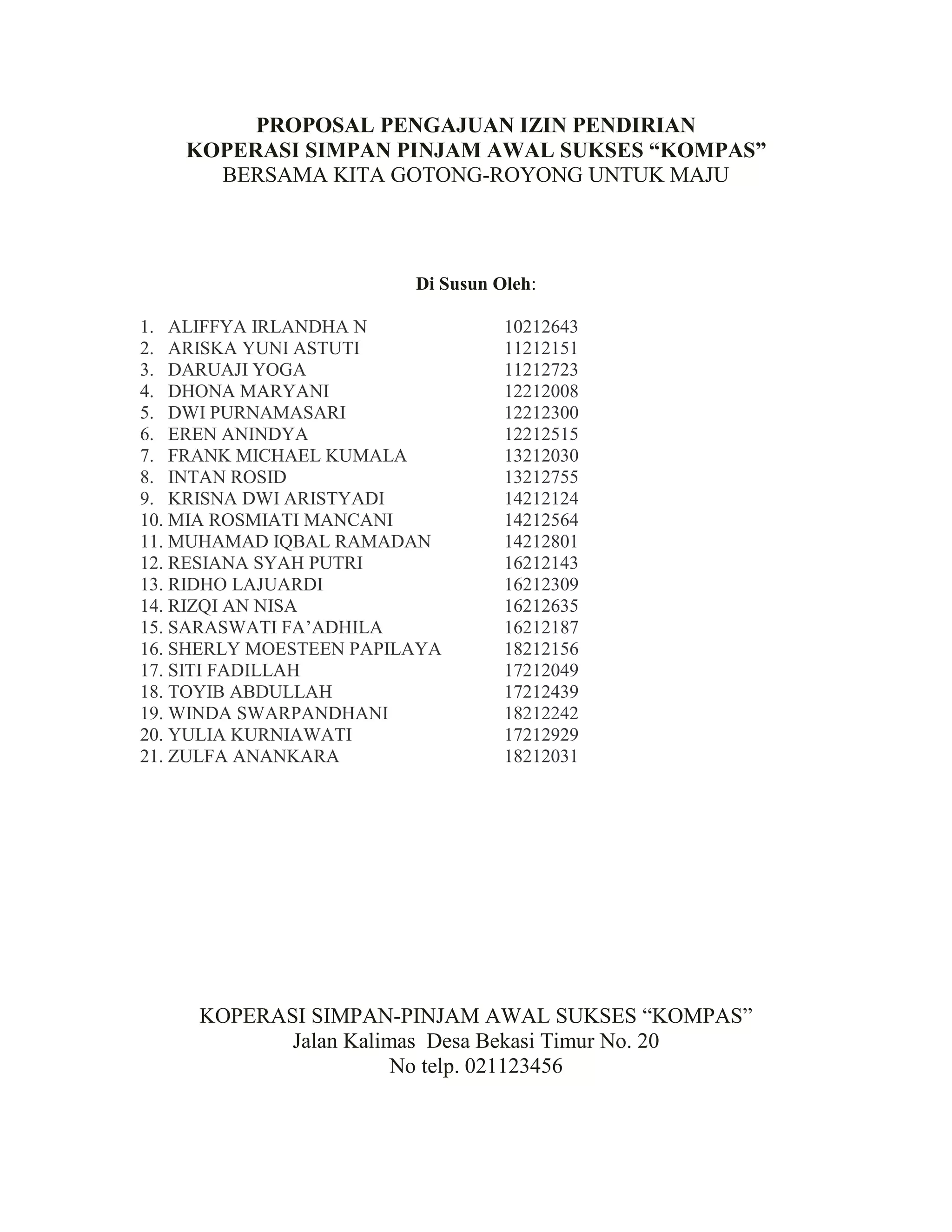 Proposal Koperasi Kompas (Revisi) | DOCX