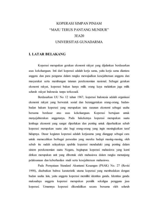 Proposal koperasi simpan pinjam | DOCX