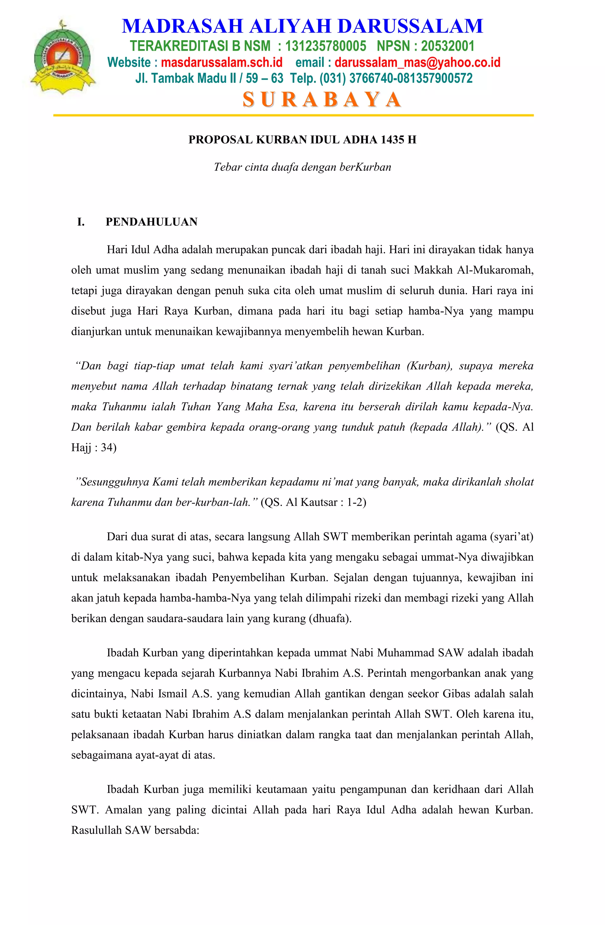 Proposal kurban idul adha 1432 h p | DOCX