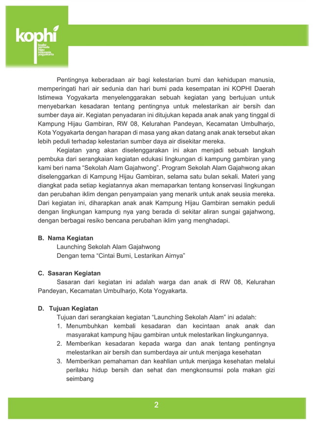 Proposal launching sekolah alam | PDF