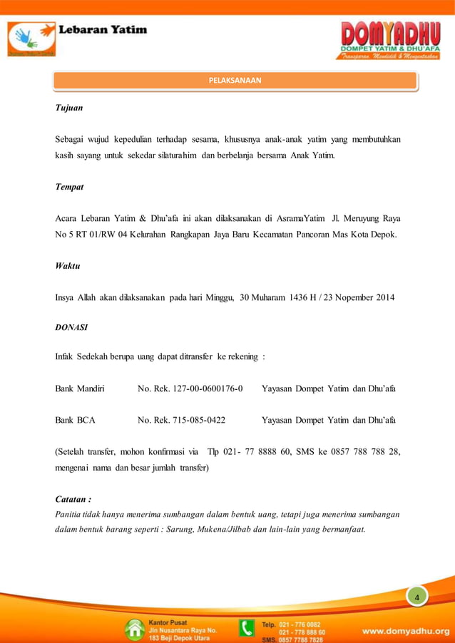 Proposal Lebaran Yatim YAYASAN DOMYADHU | DOCX