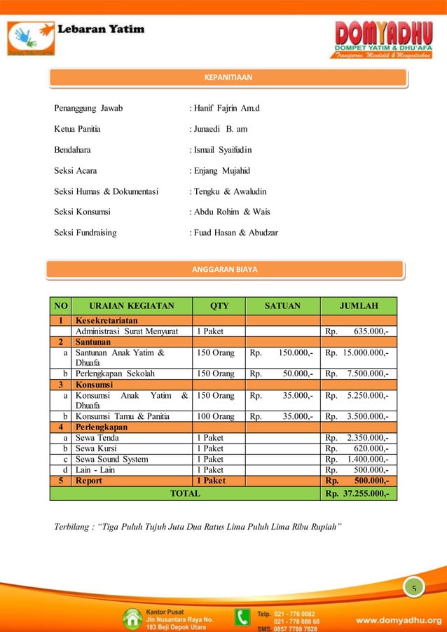 Proposal Lebaran Yatim YAYASAN DOMYADHU | DOCX
