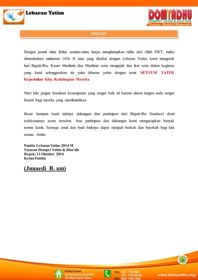 Proposal Lebaran Yatim YAYASAN DOMYADHU | DOCX