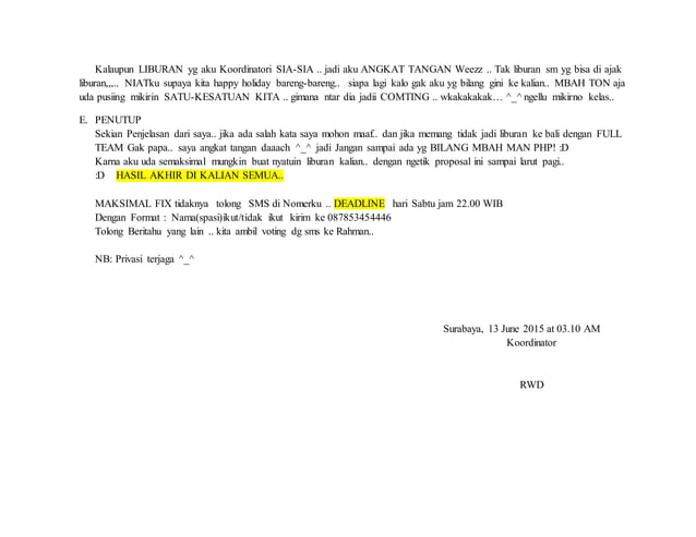 Proposal liburan Bali | DOCX