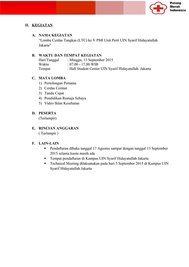 PMR SMA Negeri 15 Tangerang - Proposal Lomba LTC | PDF