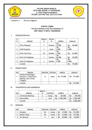 PMR SMA Negeri 15 Tangerang - Proposal Lomba TORCH | DOCX