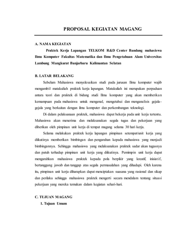 Proposal magang | PDF