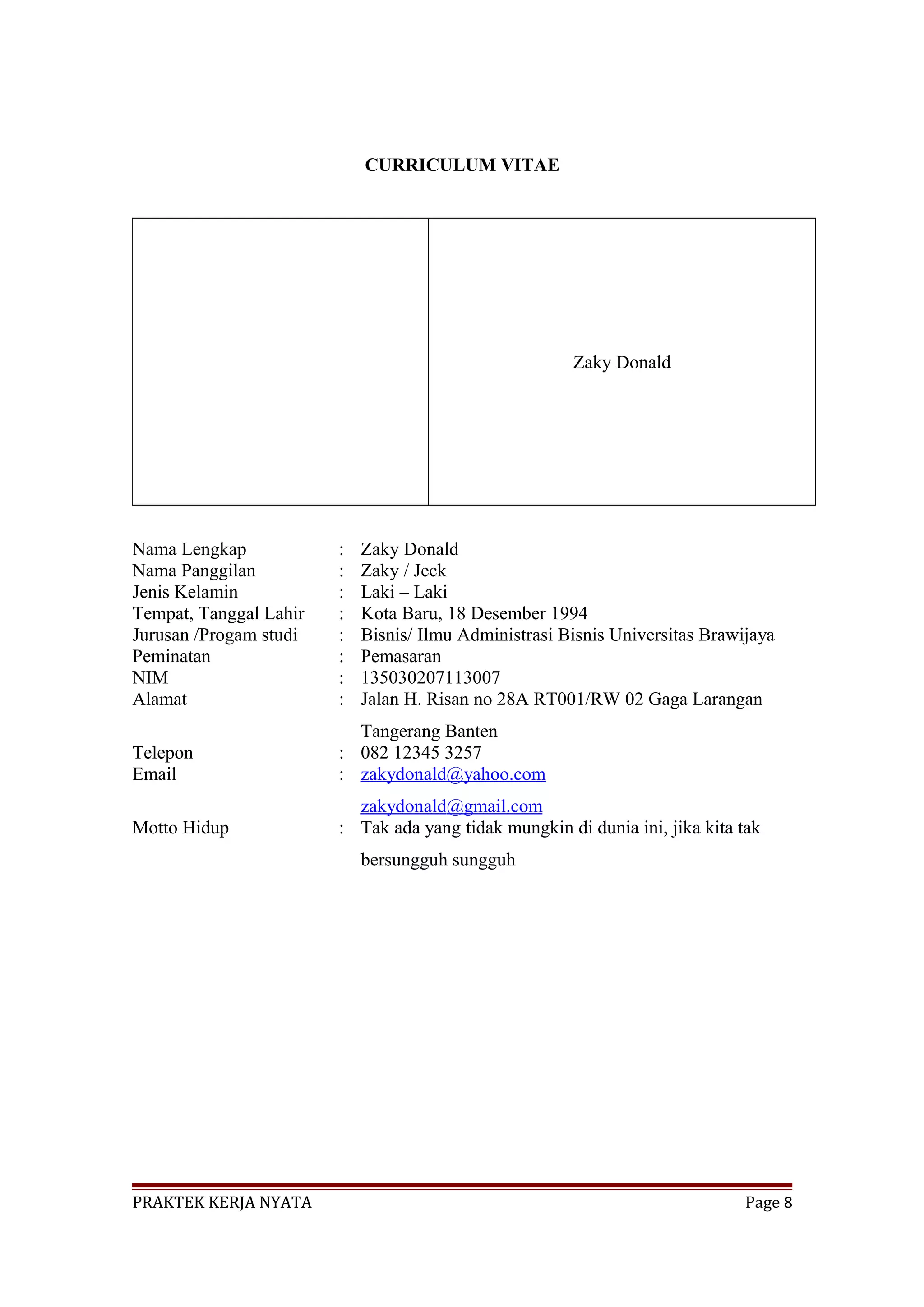 Proposal Magang Pengalaman Organisasi dalam Pengembangan Sumber Daya Pemasaran dan Sumber Daya ...