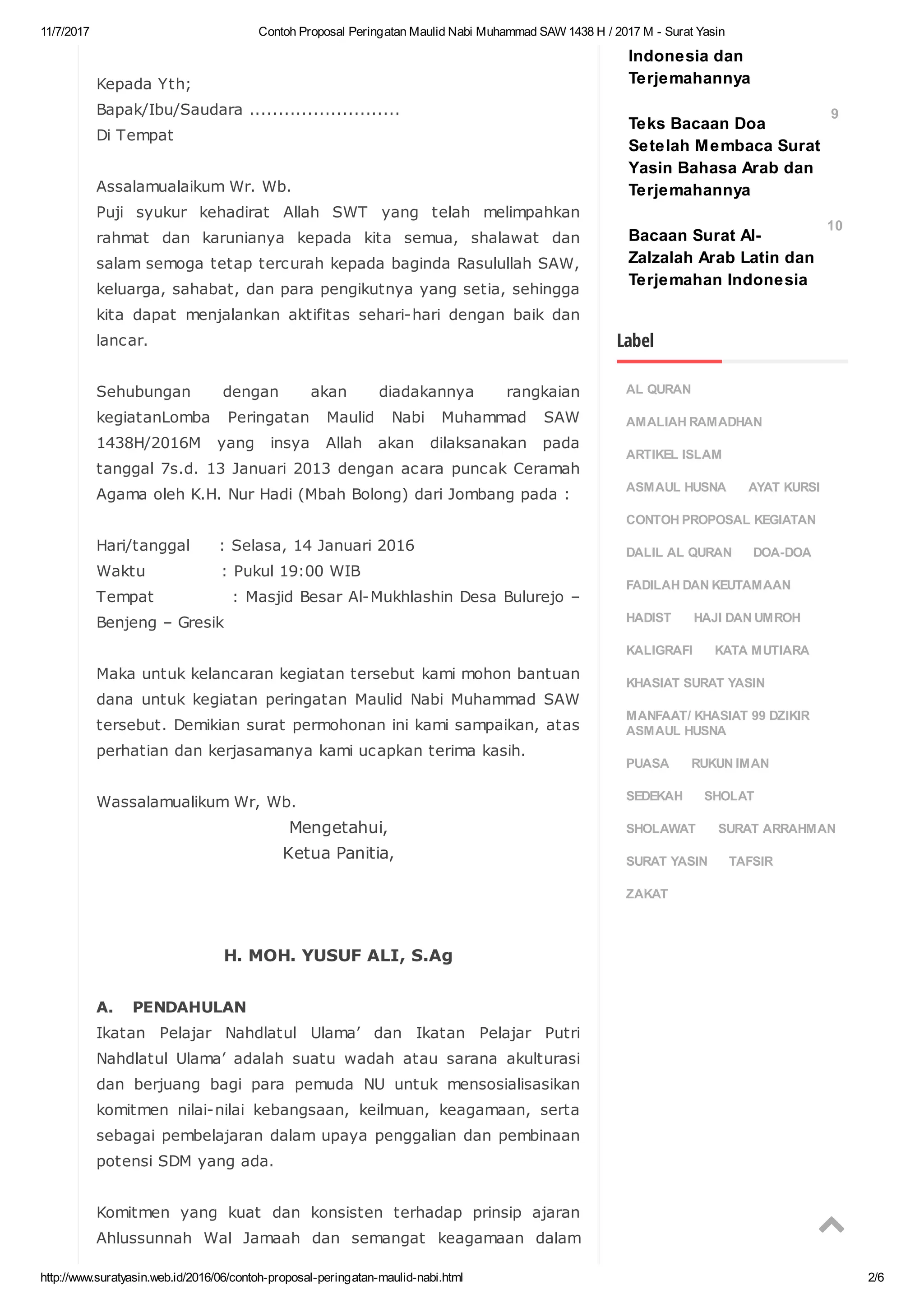 Proposal maulid nabi | PDF